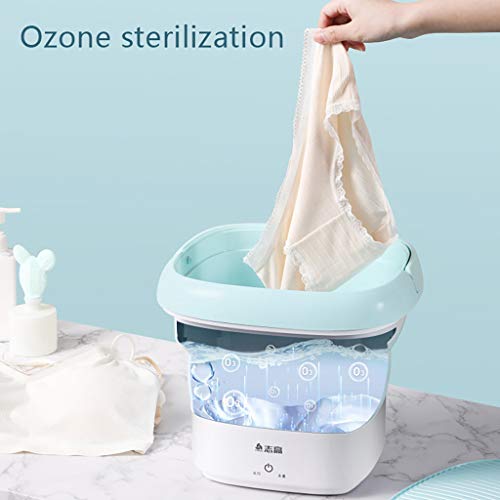 ZKU 2020 Upgraded Portable Washing Machine, Folding Automatic Laundry Machine, Turbine Washer, USB Cable, Low Noise, Mini Washing Machine for Camping, Dorms,Apartments, Business Trip - Blue