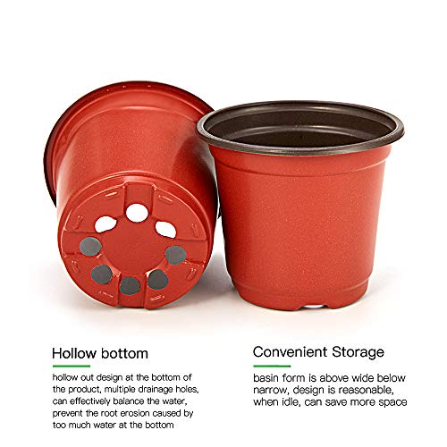 JERIA 100-Pack 6 Inch Plastic Plant Nursery Pots Come with 100 Pcs Plant Labels, Seedling Flower Plant Container and Seed Starting Pots
