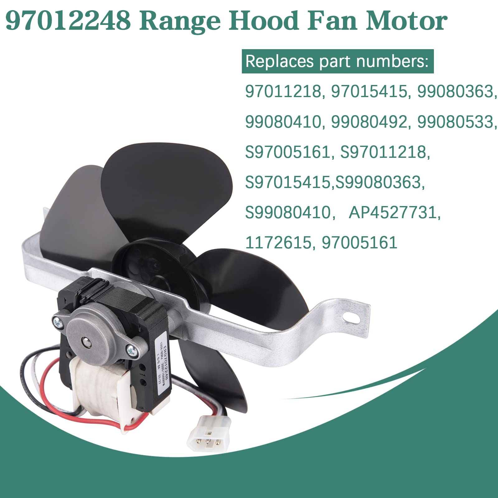 97012248 Range Hood Fan Motor Replacement for AP4527731,99080492,99080533,99080363,99080410,1172615,97005161,Compatible with Kenmore & Broan