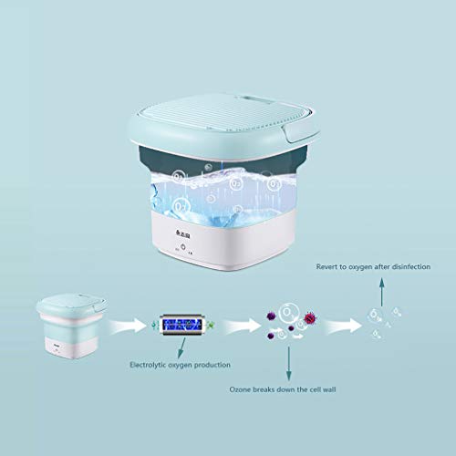 ZKU 2020 Upgraded Portable Washing Machine, Folding Automatic Laundry Machine, Turbine Washer, USB Cable, Low Noise, Mini Washing Machine for Camping, Dorms,Apartments, Business Trip - Blue