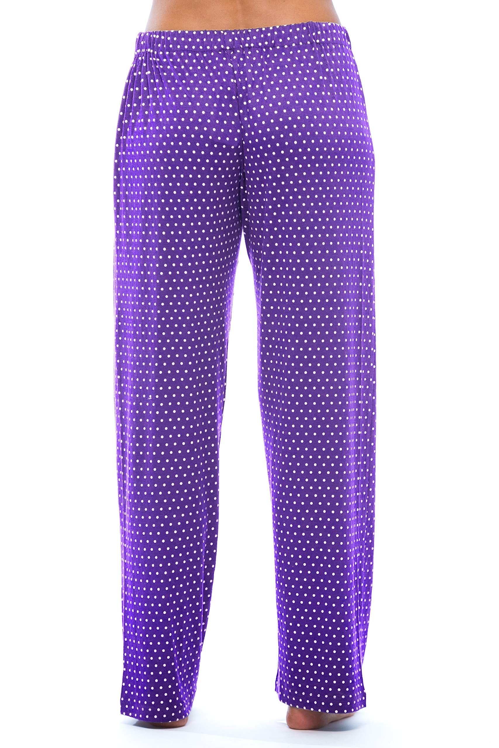 Just Love Women Polka Dot Pajama Pants / PJs / Sleepwear, Plum With Black Dots, Small