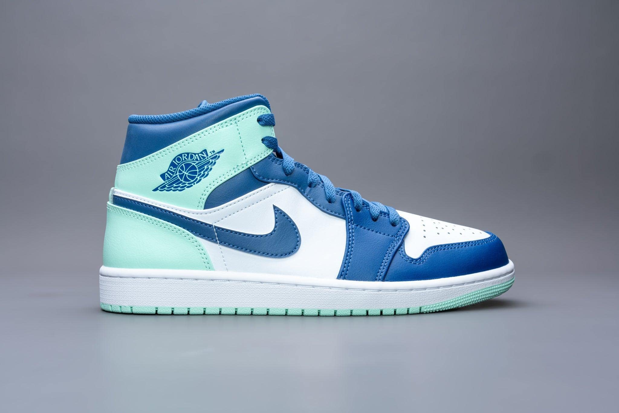 Nike Men's Air Jordan 1 Mid Sneaker, Mystic Navy/Mint Foam-white, 8.5