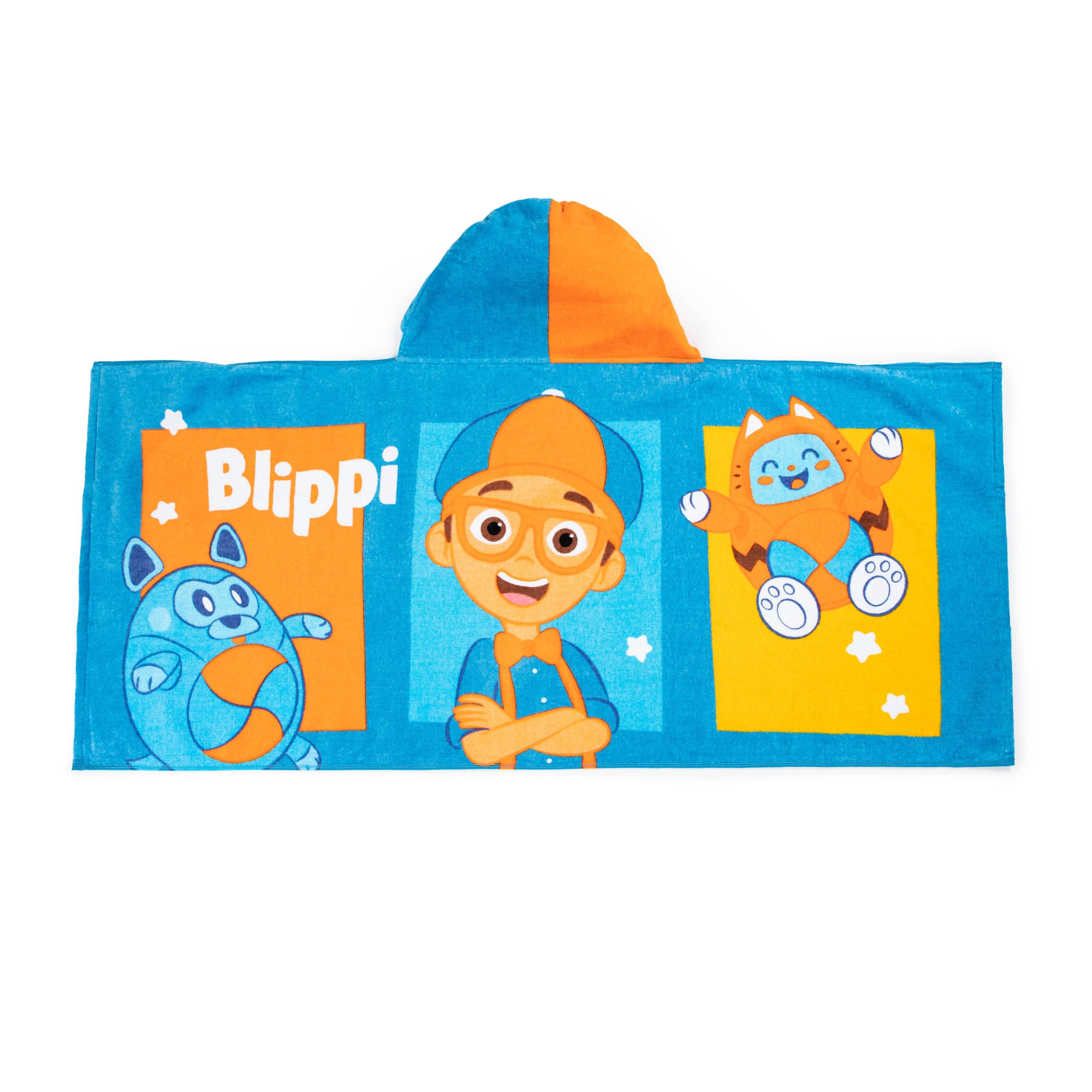 Jay Franco Blippi Bath Pool Beach Hooded Towel - Super Soft & Absorbent Kids Blue Cotton Towel