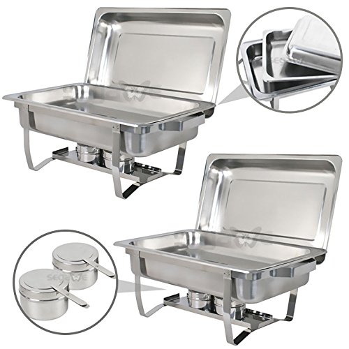 TimmyHouse Catering Stainless Steel Chafer Chafing Dish Sets 8 Qt Full Size Buffet 4 Pack