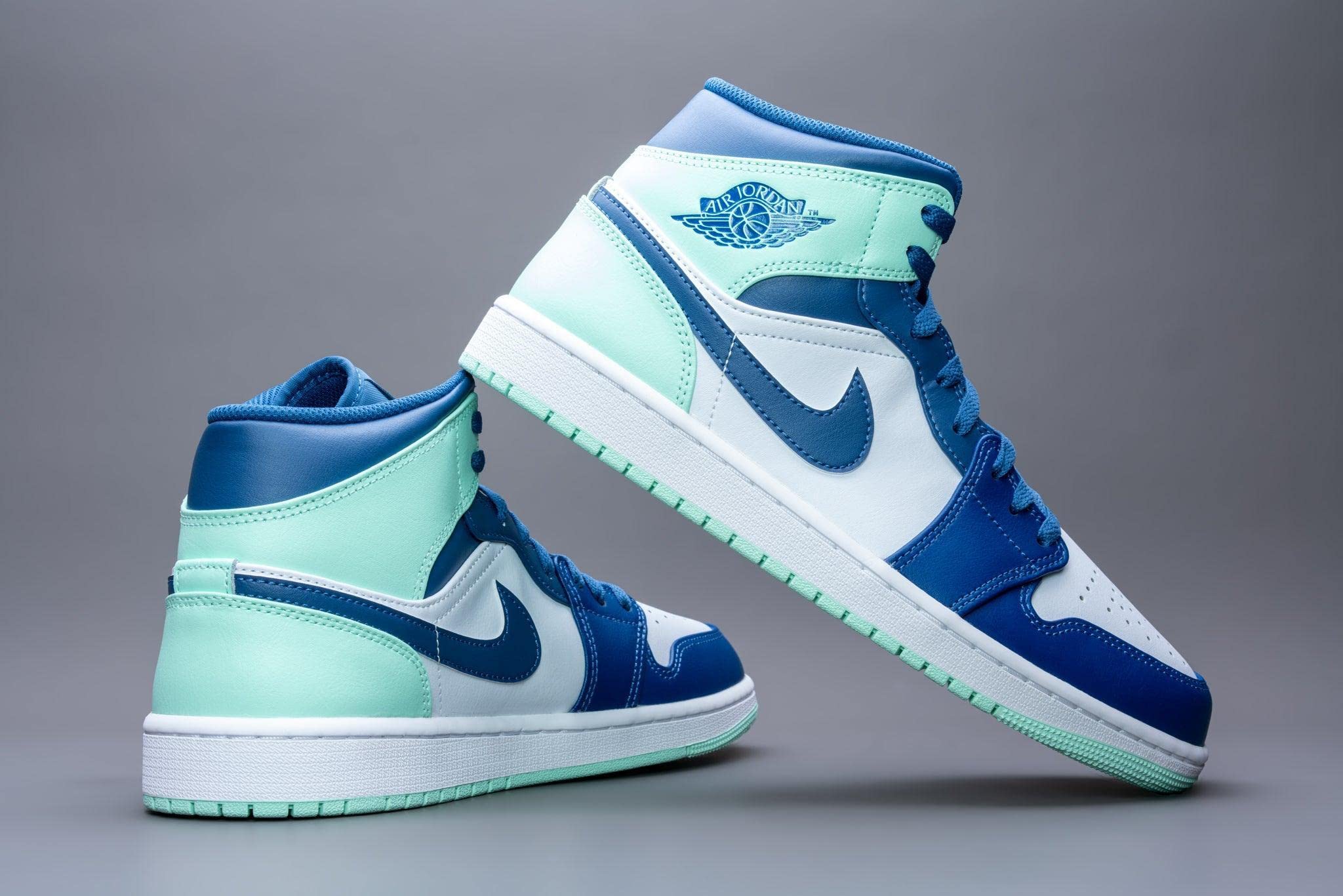 Nike Men's Air Jordan 1 Mid Sneaker, Mystic Navy/Mint Foam-white, 8.5