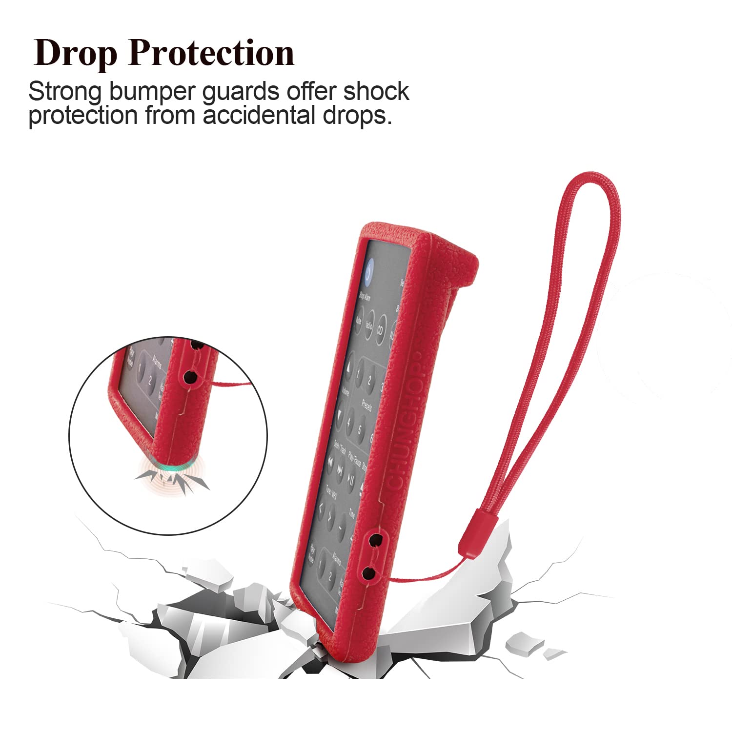 CHUNGHOP Remote Control with Cover Replacement for Bose Music System I II III IV, Compatible with Bose Sound Touch Music Radio System (Remote+Red Cover)