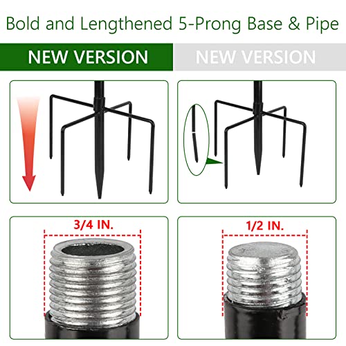 Art Elf Shepherds Hooks for Outdoor Bird Feeder Pole Hanger 67 Inches Plant Hooks with 5 Prongs Base Stainless Metal Adjustable Garden Hanging Holder for Lanterns Weddings Decor Bird Black