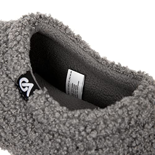 VeraCosy Women's Fuzzy Teddy Slippers Lightweight Memory Foam Indoor House Shoes (7-8, Grey)