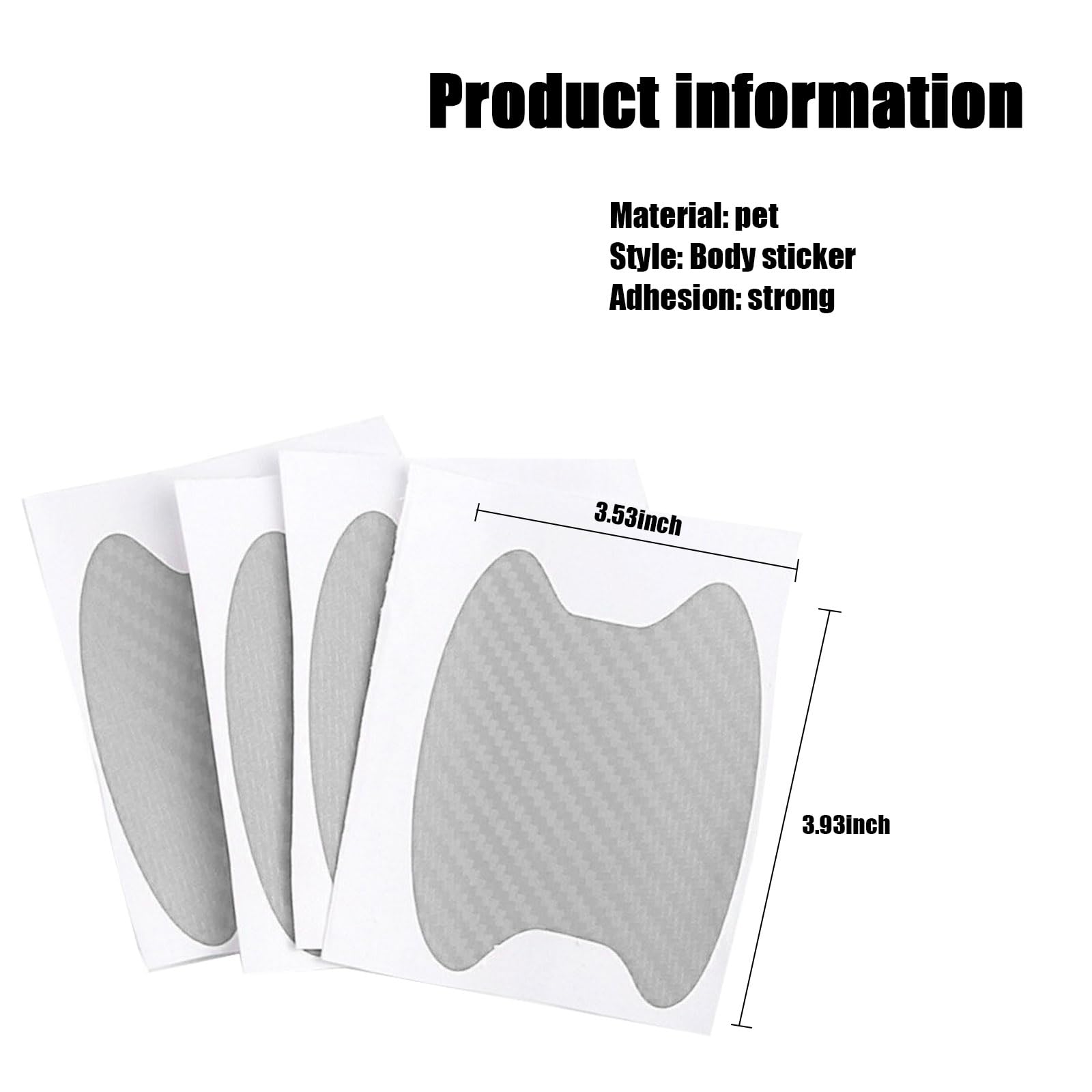Crynod 4 PCS Car Door Bowl Protector, 3.38" x 2.67" Carbon Fiber Pattern Handle Interior Anti-Scratch Film, Universal Body Decoration Accessory, Product Compatible with Most Car Models (Silver)