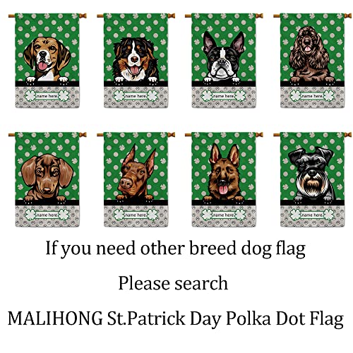 MALIHONG St.Patrick Day Polka Dot Shamrock Clover Garden Flag Doberman Dog 12.5x18 Inch Double Sided Dog Prints Small Flag Outdoor Yard Decoration Banner