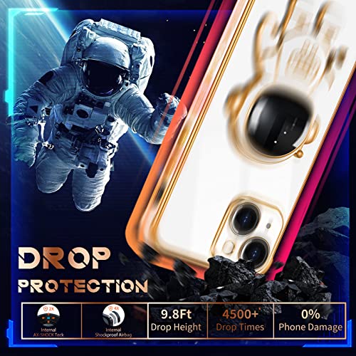 Coralogo for iPhone 13 Mini Case Astronaut Cute for Women Girls Girly Unique White Phone Cases with Astronaut Hidden Stand Kickstand 6D Design Cover for iPhone 13Mini 5.4 inch