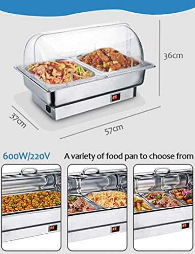 Food Warmer, Chafing Dish Stainless Steel Chafing Dishes, 9L Buffet Server, Catering Food Warmers with 90° Half Clamshell for Parties, Buffets, Adjustable Temperature (1/2 Size Foo