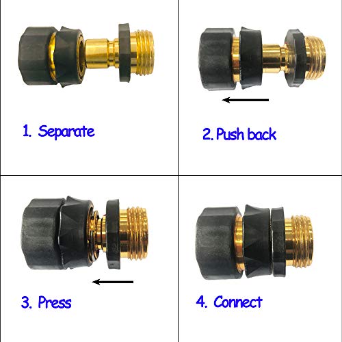 HQMPC Garden Hose Quick Connect 3/4 Inch Hose Quick Connect Water Hose Quick Connect Fittings Male and Female 3/4" GHT 4 SETS
