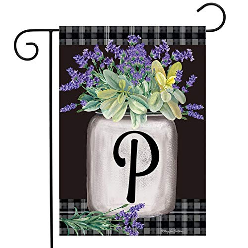 Farmhouse Monogram Letter P Garden Flag Floral Briarwood Lane 12.5" x 18"