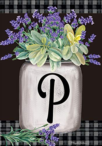 Farmhouse Monogram Letter P Garden Flag Floral Briarwood Lane 12.5" x 18"