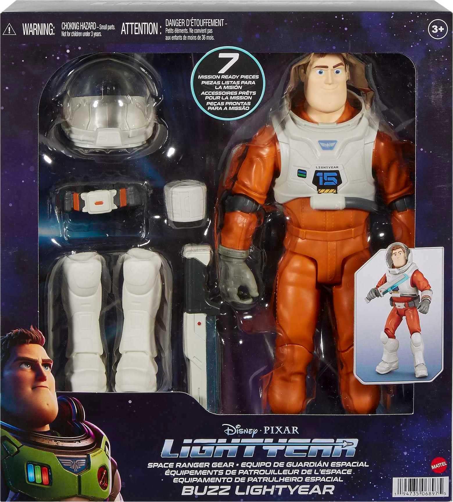 Mattel Disney and Pixar Lightyear Buzz Lightyear Action Figure & Accessories, Space Ranger Gear XL-01 Set, 11.6-inch & 14 Posable Joints