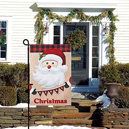 hogardeck Merry Christmas Garden Flags, Vertical Double Sided Burlap Yard Flag, Christmas Banner Outdoor Indoor Christmas Decorations