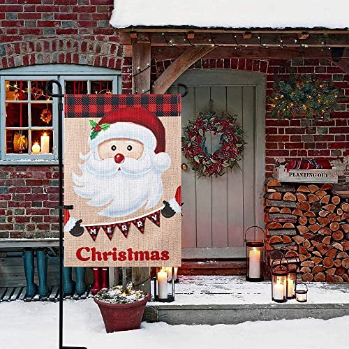 hogardeck Merry Christmas Garden Flags, Vertical Double Sided Burlap Yard Flag, Christmas Banner Outdoor Indoor Christmas Decorations