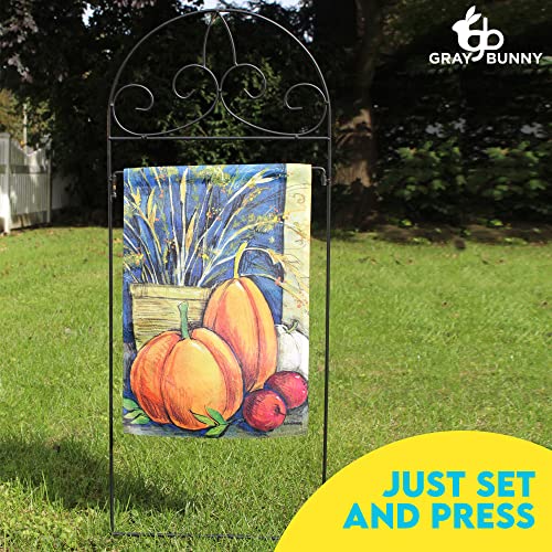 Garden Flag Stand, Premium Flag Arbor, Cast Iron, 15β wide X 50.5β tall, No Stoppers or Clips required, Fits 12β X 18β Garden Flags