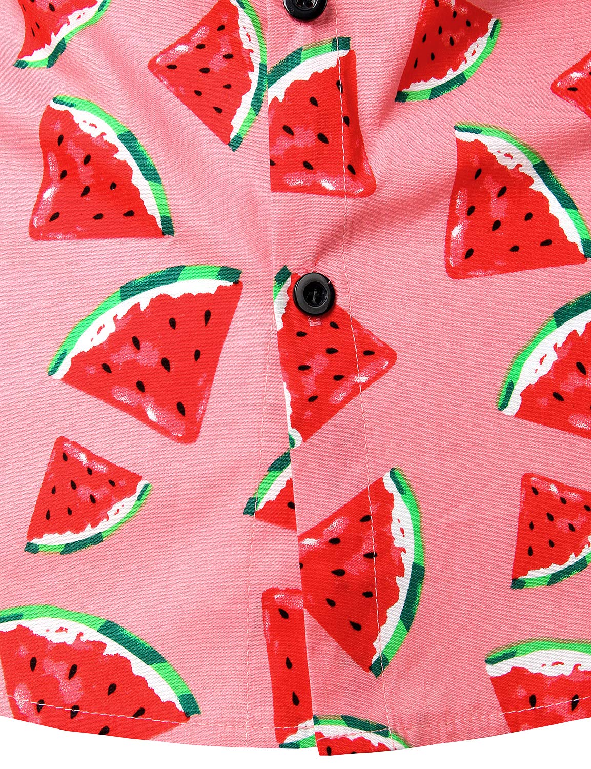 JOGAL Men's Cotton Button Down Short Sleeve Hawaiian Shirt Pink Red XX-Large