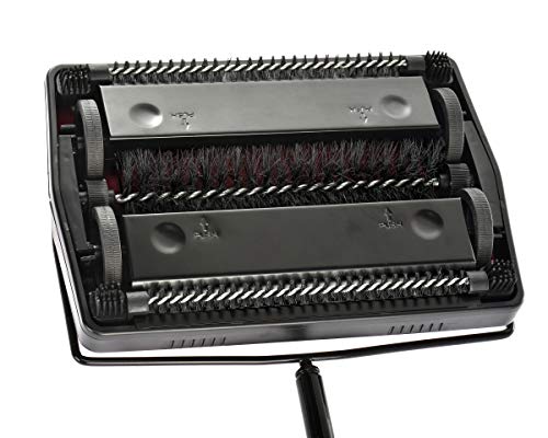 Alpine Industries Triple Brush Floor & Carpet Sweeper β Heavy Duty & Non Electric Multi-Surface Cleaner - Easy Manual Sweeping for Carpeted Floors (Red)