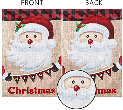 hogardeck Merry Christmas Garden Flags, Vertical Double Sided Burlap Yard Flag, Christmas Banner Outdoor Indoor Christmas Decorations