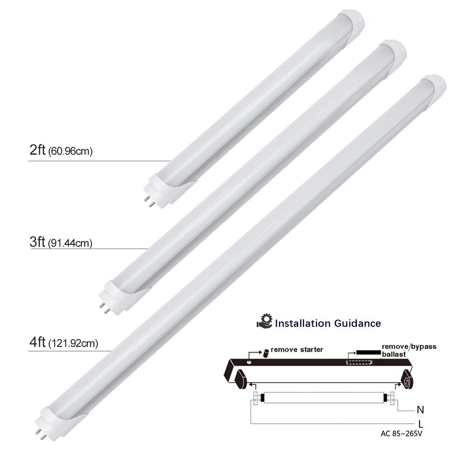 LightingWill LED T8 Light Tube 4FT, Warm White 3000K-3500K, Dual-End Powered Ballast Bypass, 2000Lumen 18W (40W Equivalent Fluorescent Replacement), Frosted Cover, AC85-265V Lighting Fixture, 4 Pack…
