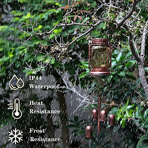 Vcdsoy 2 Pack Solar Wind Chimes - Solar Mason Jar Wind Chime Light Unique Hanging Wind Chimes Outdoor Clearance, IP65 Waterproof,Gifts for Mom Yard Garden Terrace Corridor