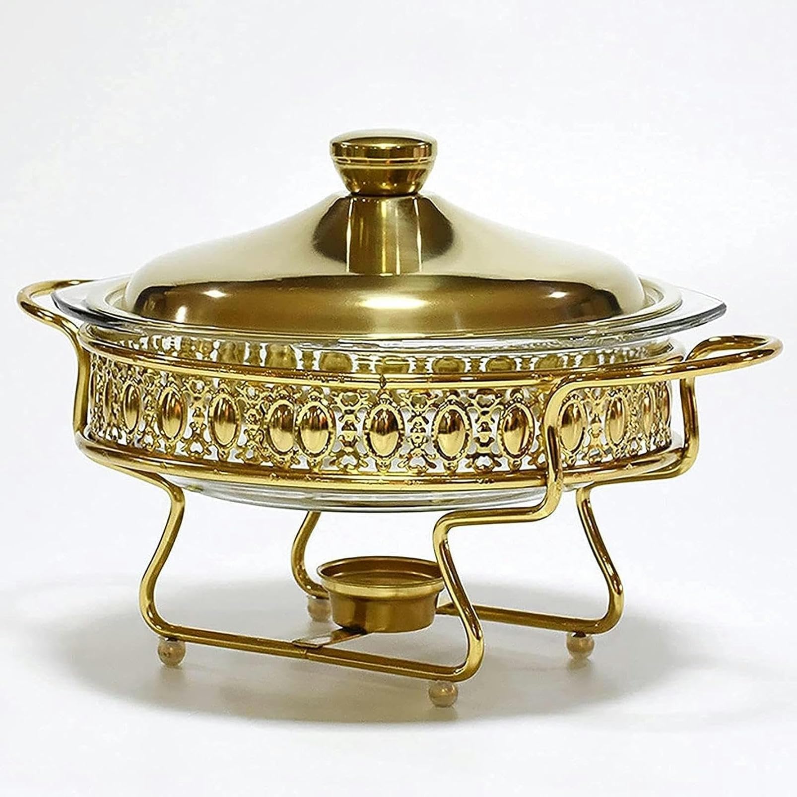 Chef Chafing Dish Buffet Set, Stainless Steel Chafer and Buffet Warmers Sets, Catering Buffet Mini Hot Pot Outdoor Picnic Household (Gold)