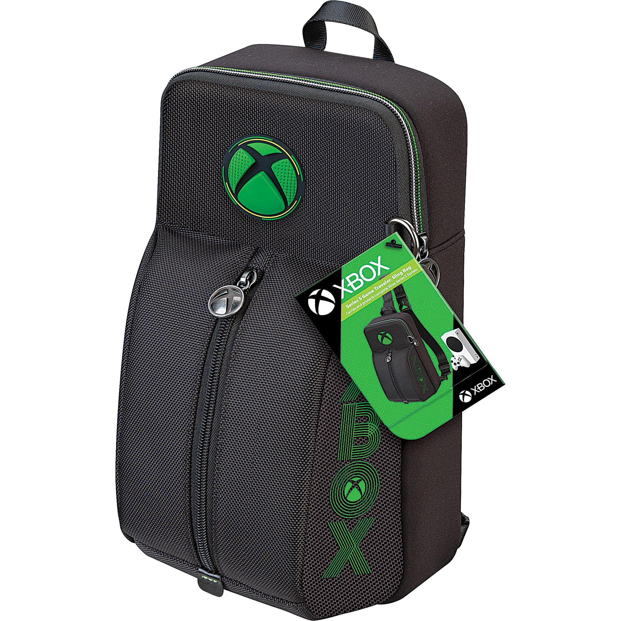 Game Traveler Xbox System S System Sling Case - Licensed and Tested by Xbox, Hard Shell Ballistic Nylon Case, Securely Holds Your System S Console, a Front Pocket Holds, Controller, HDMI Cable, Power Cord and Seagate Storage Expansion Cards