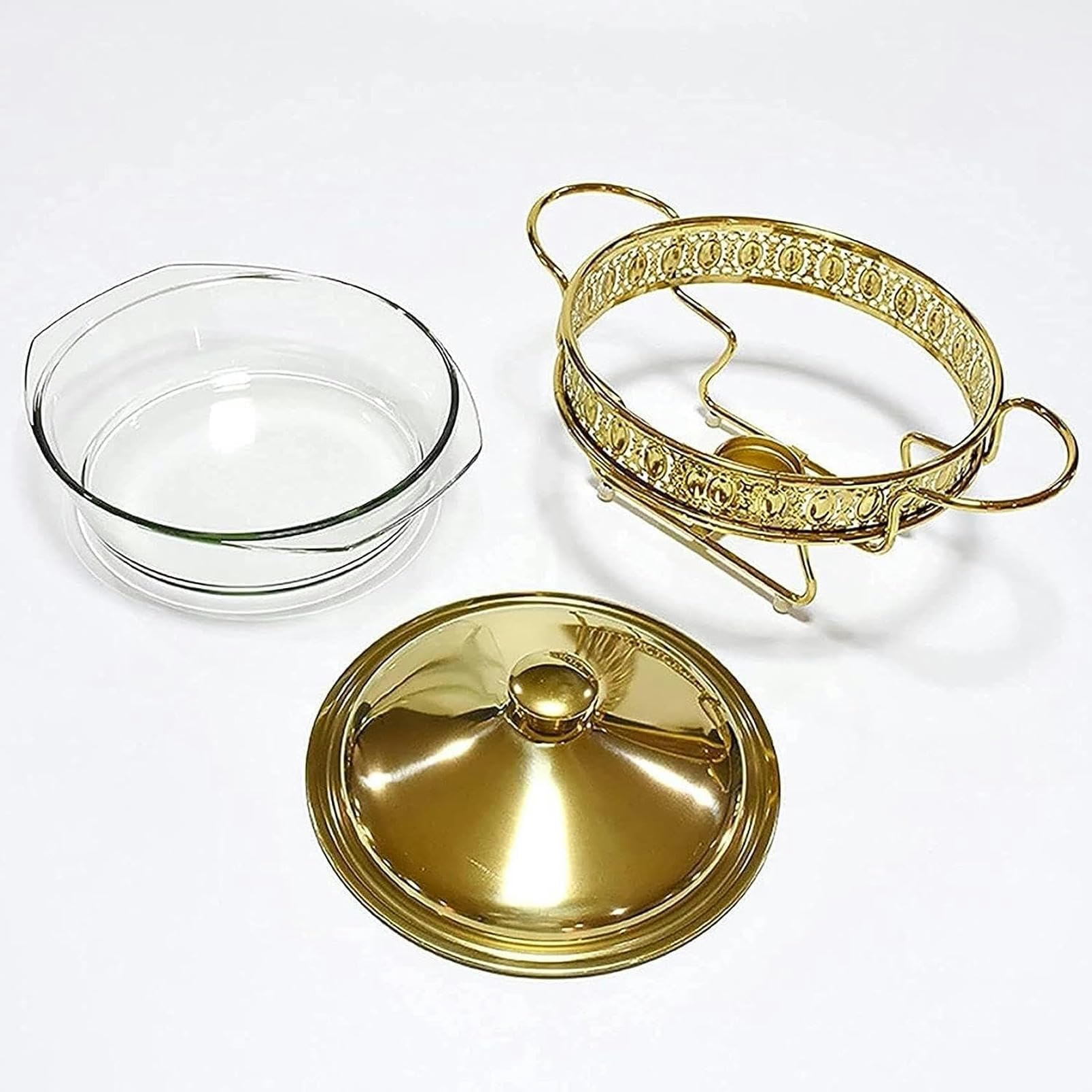 Chef Chafing Dish Buffet Set, Stainless Steel Chafer and Buffet Warmers Sets, Catering Buffet Mini Hot Pot Outdoor Picnic Household (Gold)