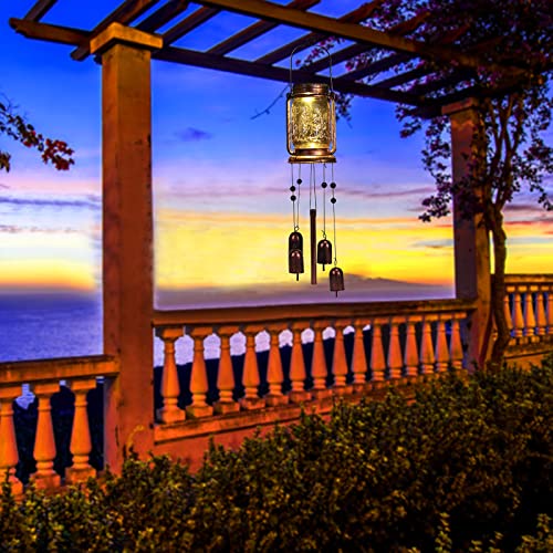 Vcdsoy 2 Pack Solar Wind Chimes - Solar Mason Jar Wind Chime Light Unique Hanging Wind Chimes Outdoor Clearance, IP65 Waterproof,Gifts for Mom Yard Garden Terrace Corridor