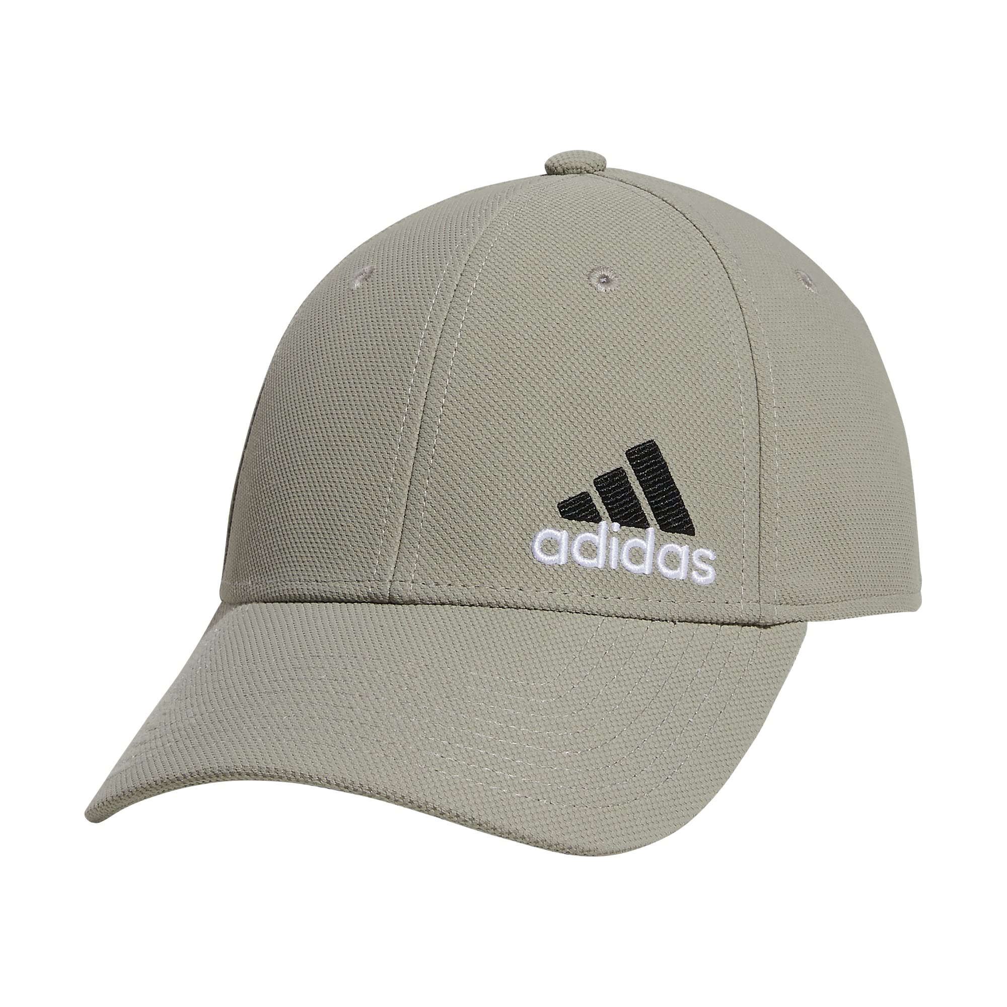 adidas Men's Release 3 Structured Stretch Fit Cap, Silver Pebble Grey/Black/White, Large-X-Large