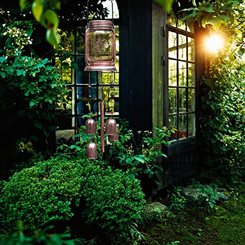 Vcdsoy 2 Pack Solar Wind Chimes - Solar Mason Jar Wind Chime Light Unique Hanging Wind Chimes Outdoor Clearance, IP65 Waterproof,Gifts for Mom Yard Garden Terrace Corridor