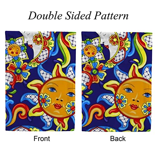 ZHONGJI Garden Flag Yard Flag Mexican Talavera Cute Pattern Blue Vertical Double Sided Design Seasons Holidays Yard Outdoor Polyester 12x18 Inch