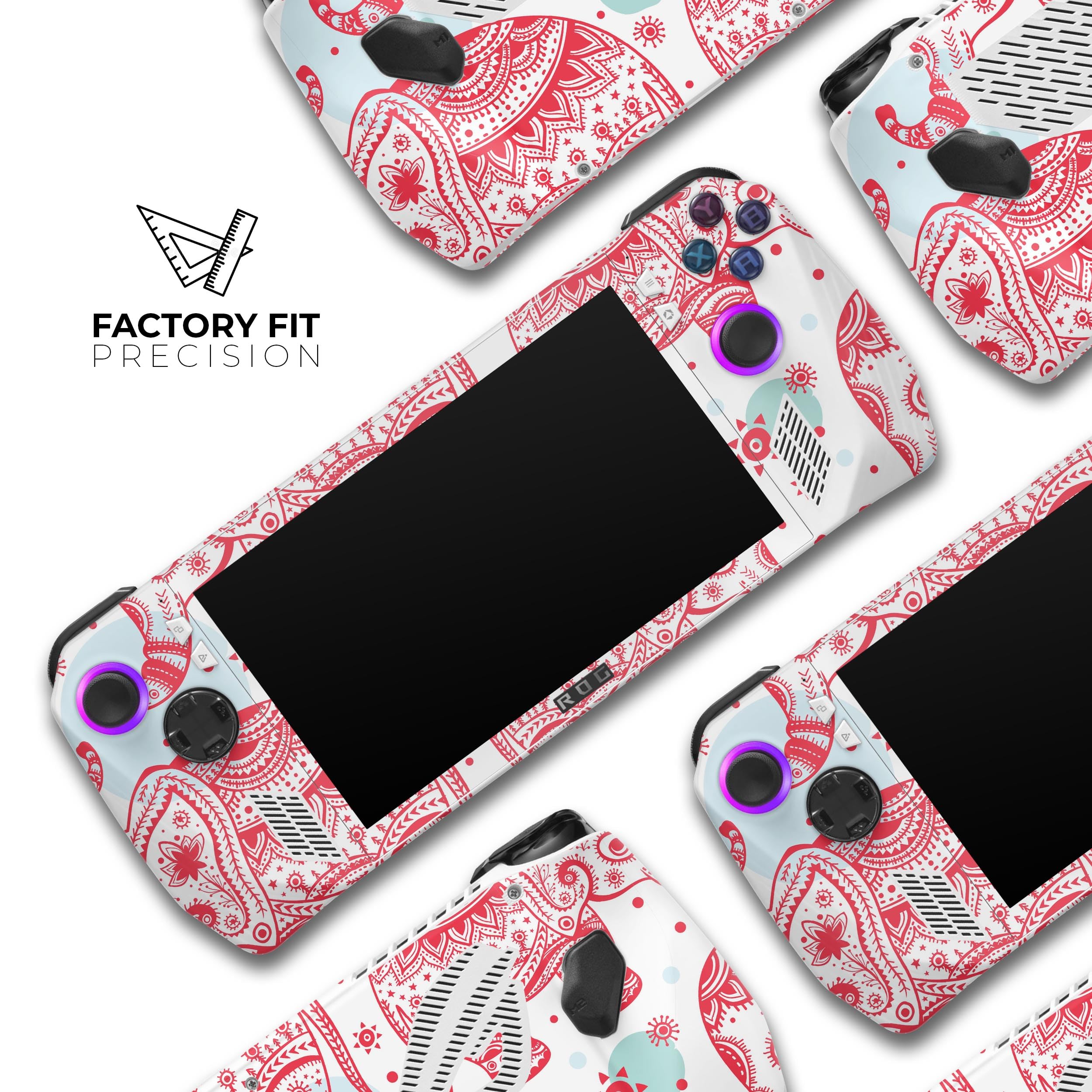 DesignSkinz - Compatible with Rog Ally - PC Skin Decal Protective Scratch Resistant Vinyl Wrap Gaming Cover - Sacred Red Elephant and Polkadots