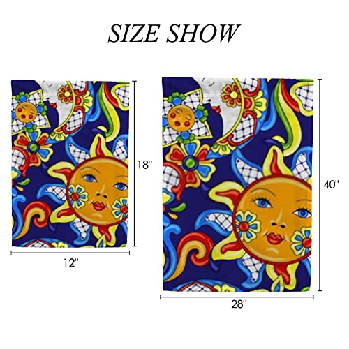 ZHONGJI Garden Flag Yard Flag Mexican Talavera Cute Pattern Blue Vertical Double Sided Design Seasons Holidays Yard Outdoor Polyester 12x18 Inch