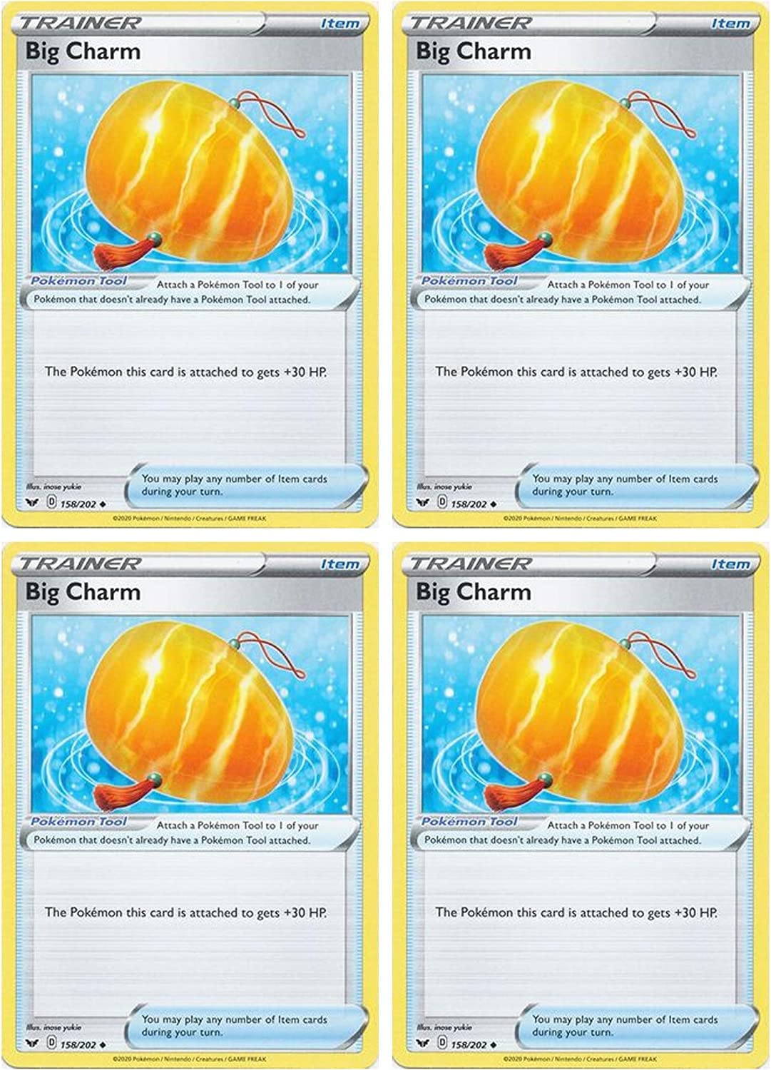 Big Charm 158/202 - Sword & Shield - Pokemon Trainer Card Lot
