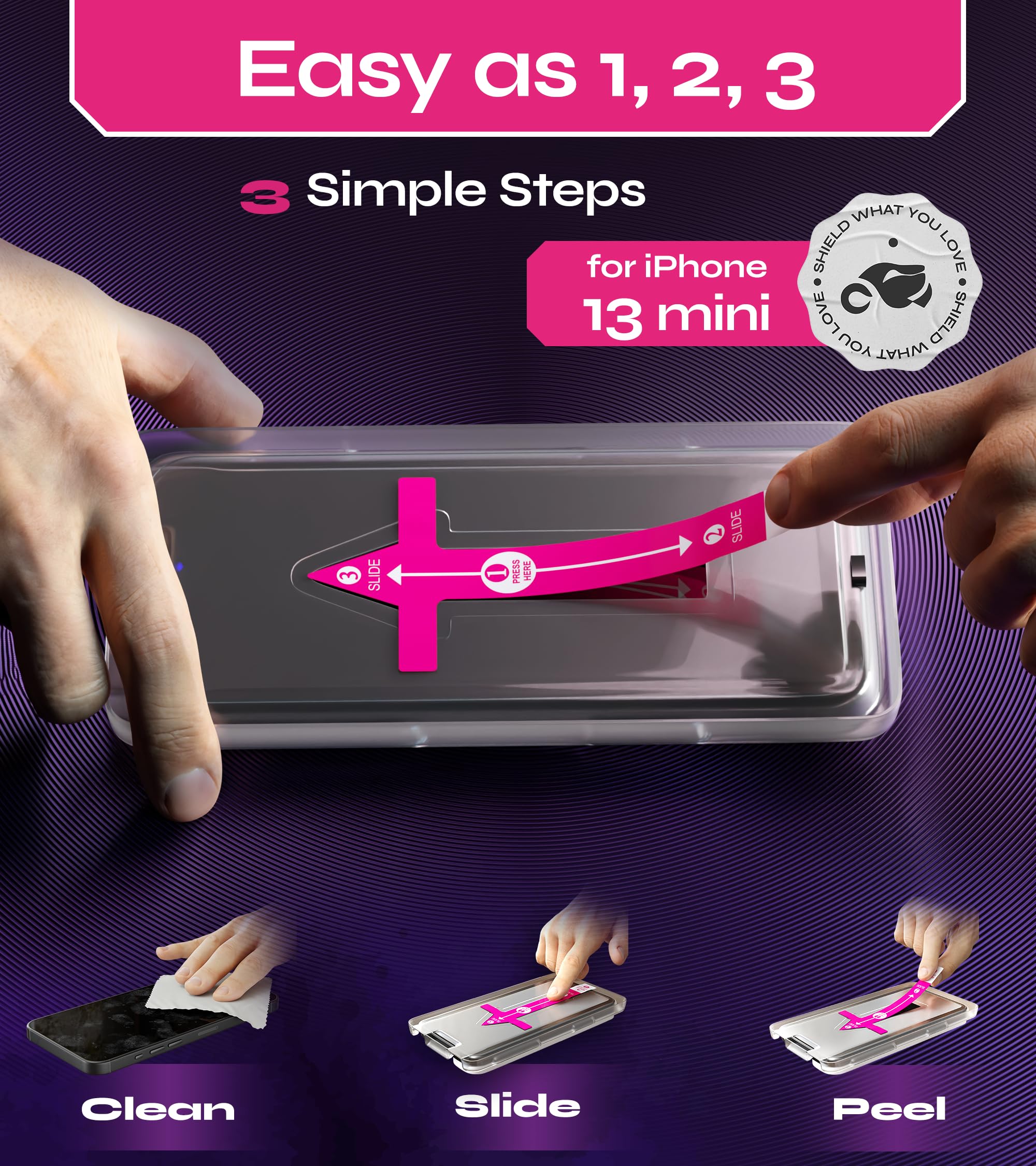 Defenslim Screen Protector compatible with iPhone 13 mini (2Pack), Easy Auto-Align Install Kit, 5.4" Tempered Glass, 9H Hardness, Ultra HD Clear, Case Friendly, EasyShield