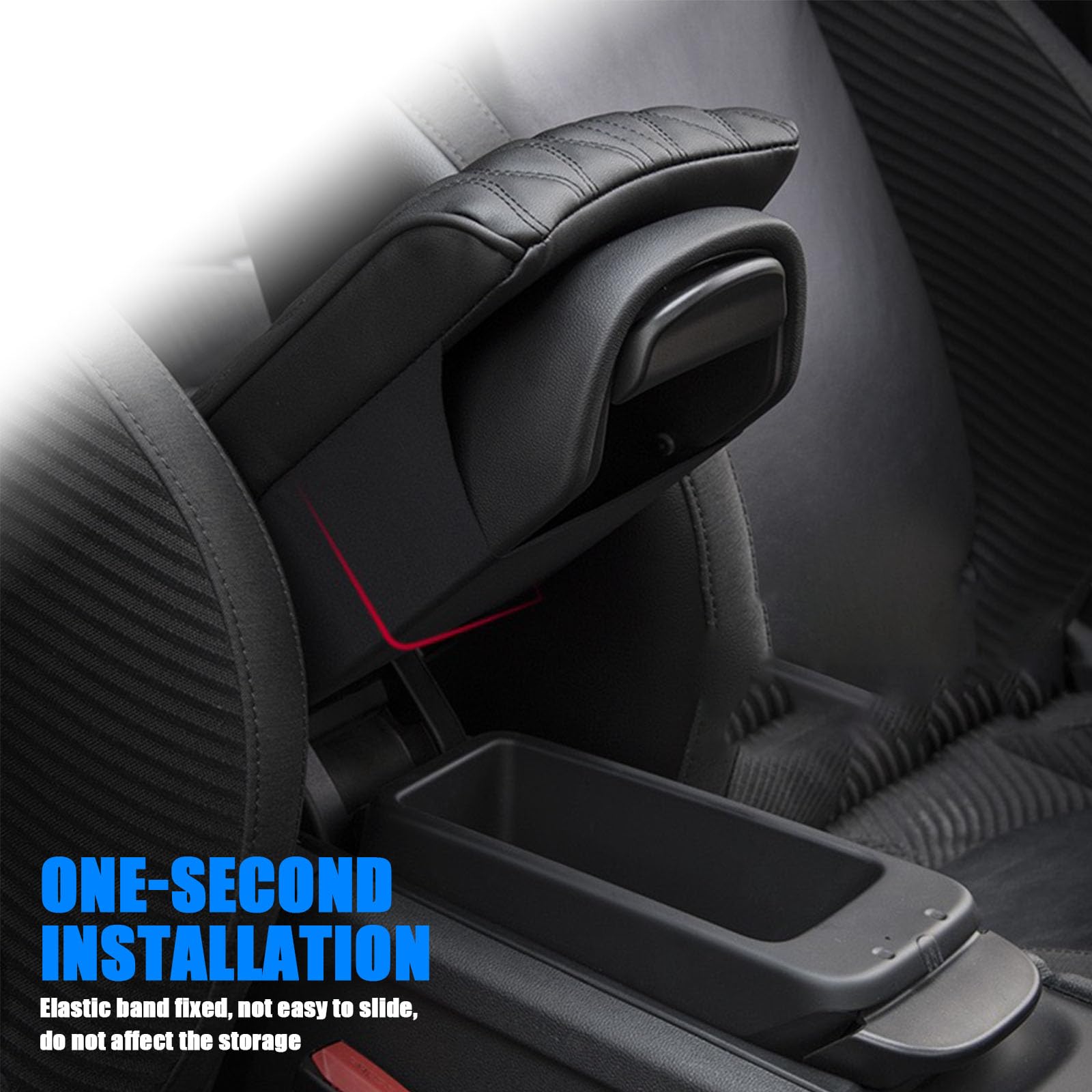 Hawyet 1 PC Car Memory Foam Center Console Armrest Pad, 12.59" x 8.66" x 1.96" Corrugated Leather Armrest Box Booster Pad, Universal for All Seasons, Suitable for Most Models (Black)