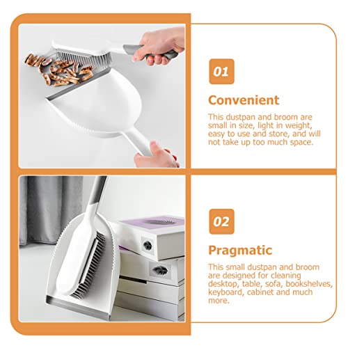 Cabilock 2sets Portable Floor Grey Brush Daily Table Desktop Tabletop Desk Necessity and Mini: Use Handle Countertop Pet Dustpan Sweeper Whisk Hand Kit Car Keyboard Nest Sofa