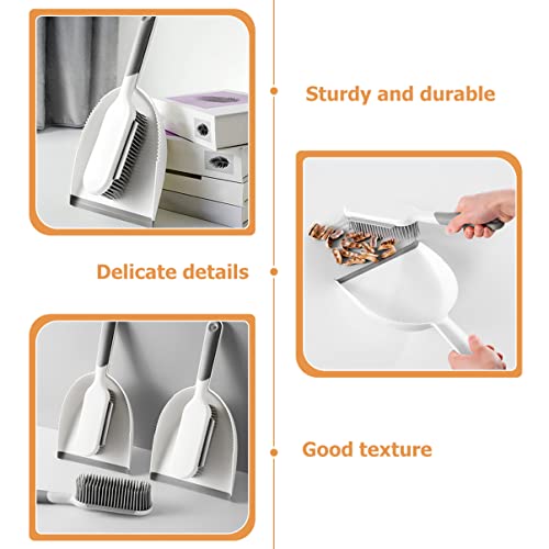 Cabilock 2sets Portable Floor Grey Brush Daily Table Desktop Tabletop Desk Necessity and Mini: Use Handle Countertop Pet Dustpan Sweeper Whisk Hand Kit Car Keyboard Nest Sofa