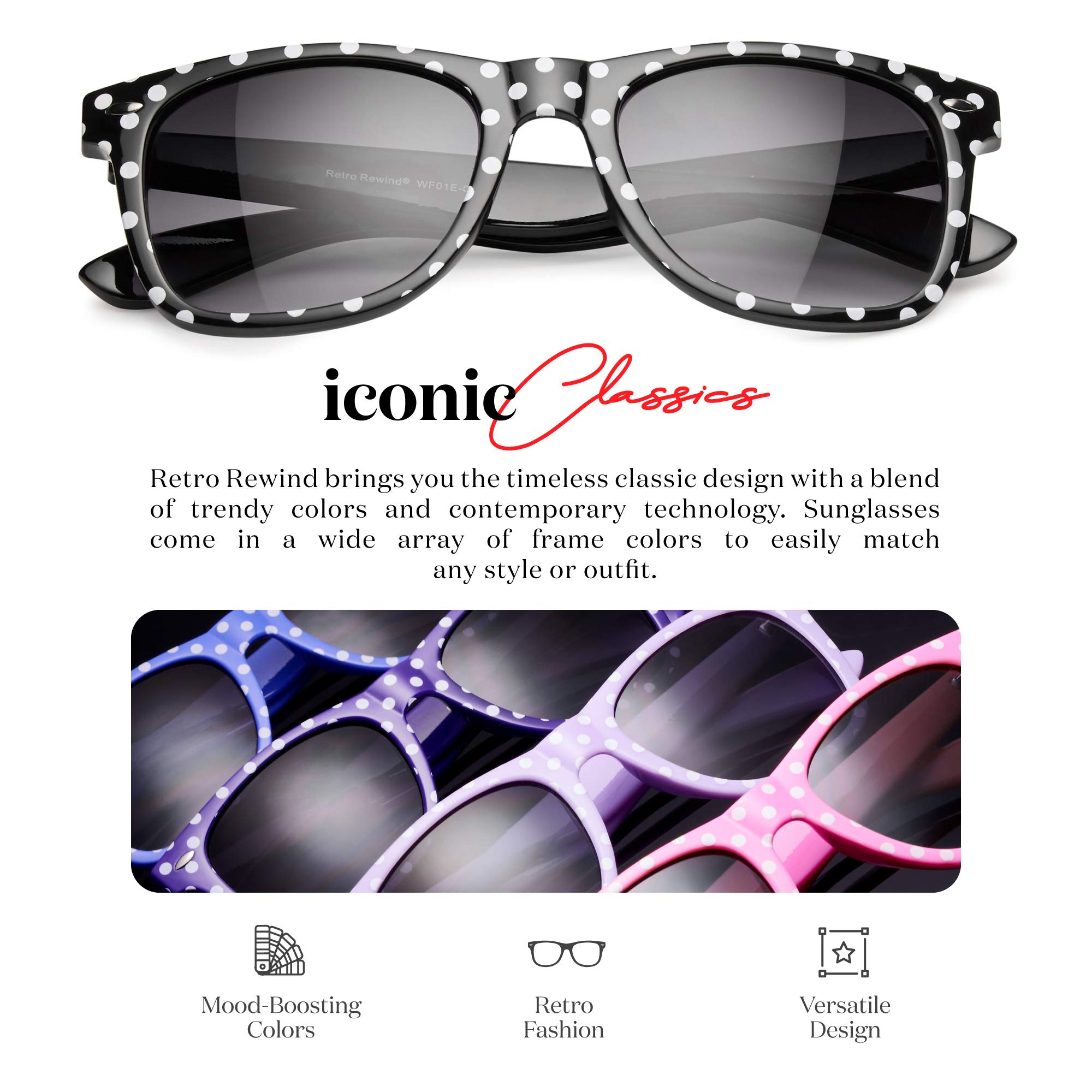 Retro Rewind Polka Dot Vintage Fashion Sunglasses for Women UV400 Trendy Fun Print Sun Glasses
