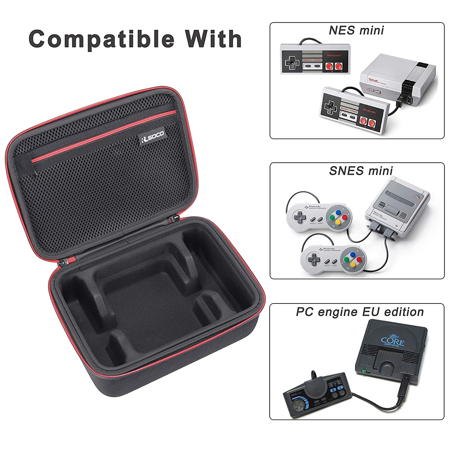 RLSOCO Carrying Case for Nintendo Entertainment System NES Classic Edition/Super NES Classic Mini, Protective Storage Case for Console and Controller(Case Only)