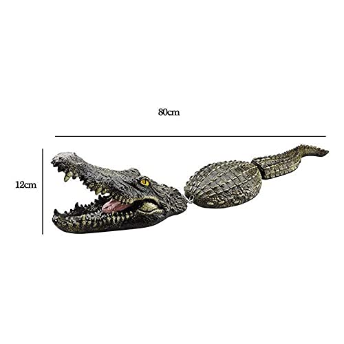 ZWIFEJIANQ Creative Resin Floating Crocodile Hippo Scary Statue,Garden Decorations,Animal Figurines Water Pond Decoy for Pool Pond Garden (Green)