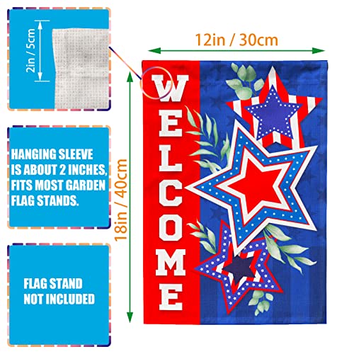 Welcome Star Patriotic Garden Flag forĀ 4th of July Independence Day Outdoor DecorationĀ Double Sided Printing 12x18 Inch