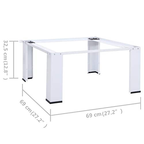 INLIFE Washer Dryer Stand Heavy Duty Washing Machine Pedestal with Storage Drawer Adjustable Height Base for Mini Air Conditioner Refrigerator Dryer White 27.2" x 27.2" x 12.8" (W x D x H)