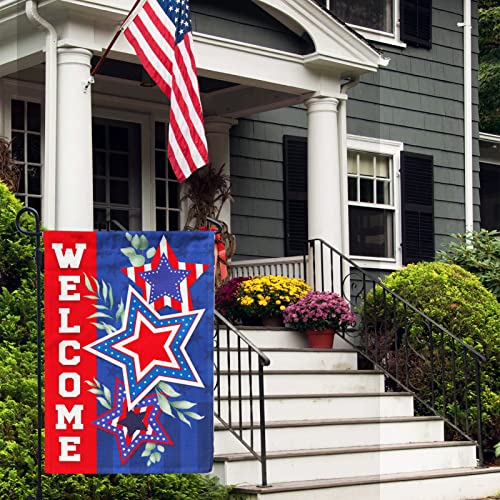 Welcome Star Patriotic Garden Flag forĀ 4th of July Independence Day Outdoor DecorationĀ Double Sided Printing 12x18 Inch