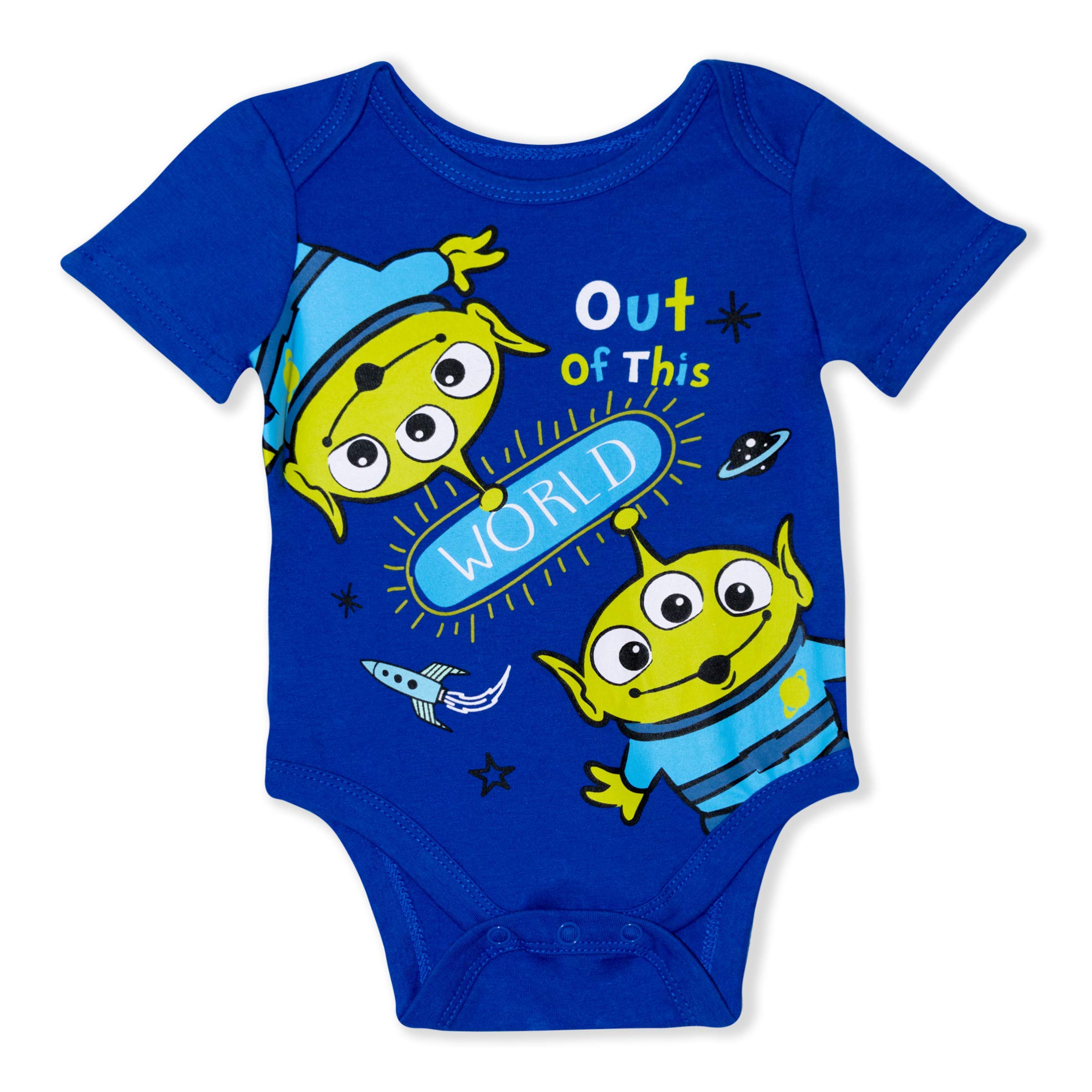Disney Toy Story Woody, Green Aliens & Buzz Baby Boys 3 Pack Bodysuit for Newborn and Infant