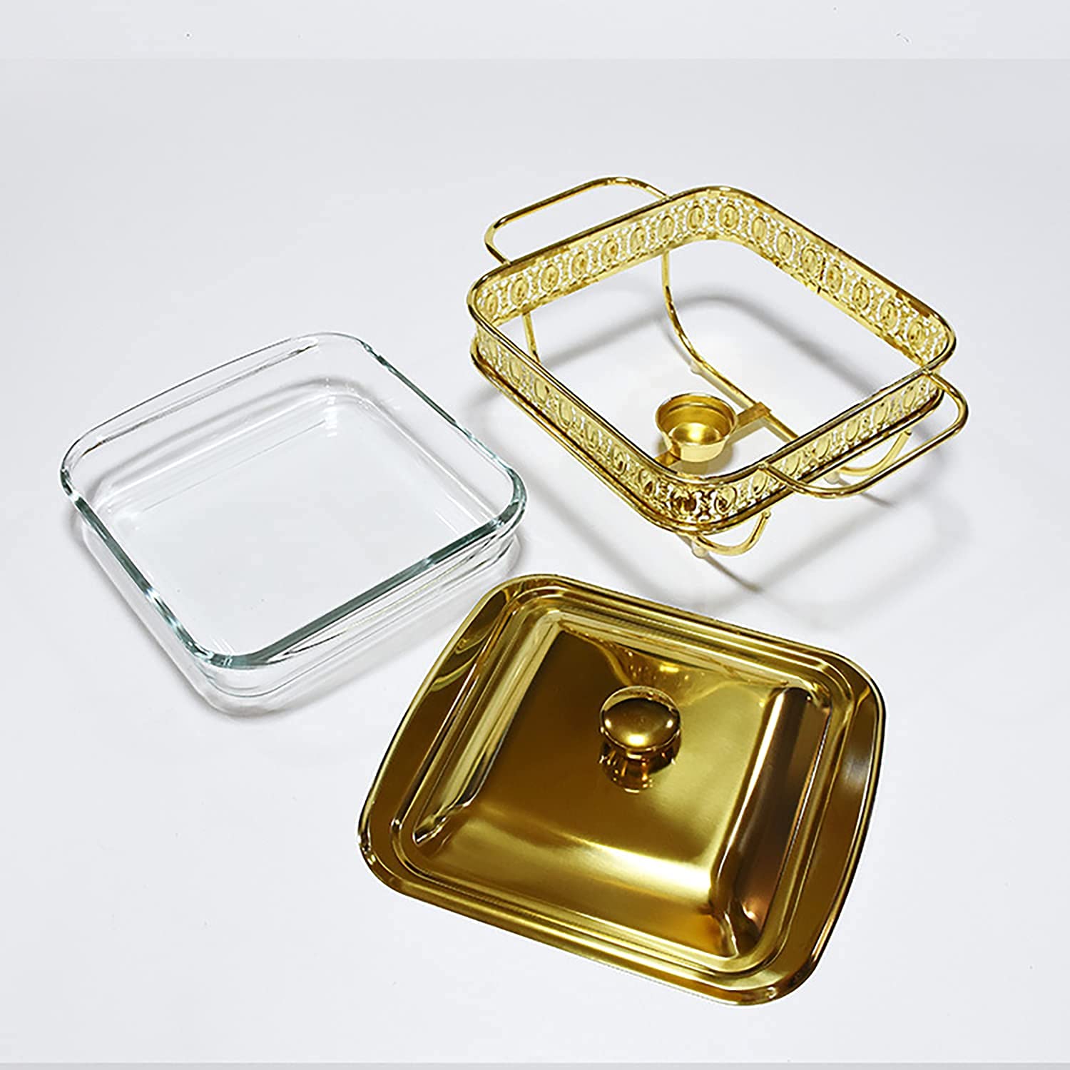 YRHH 1.8L Chafing Dish Buffet Set, Food Heating Container and Buffet Warmer Sets with Lid, Gold
